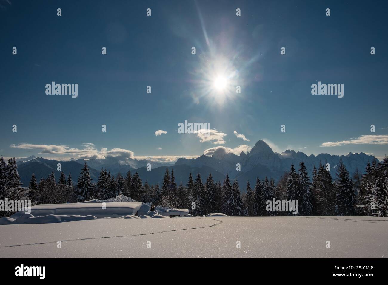 Carnic alps after a big snowfall. Udine province, Friuli-Venezia Giulia ...