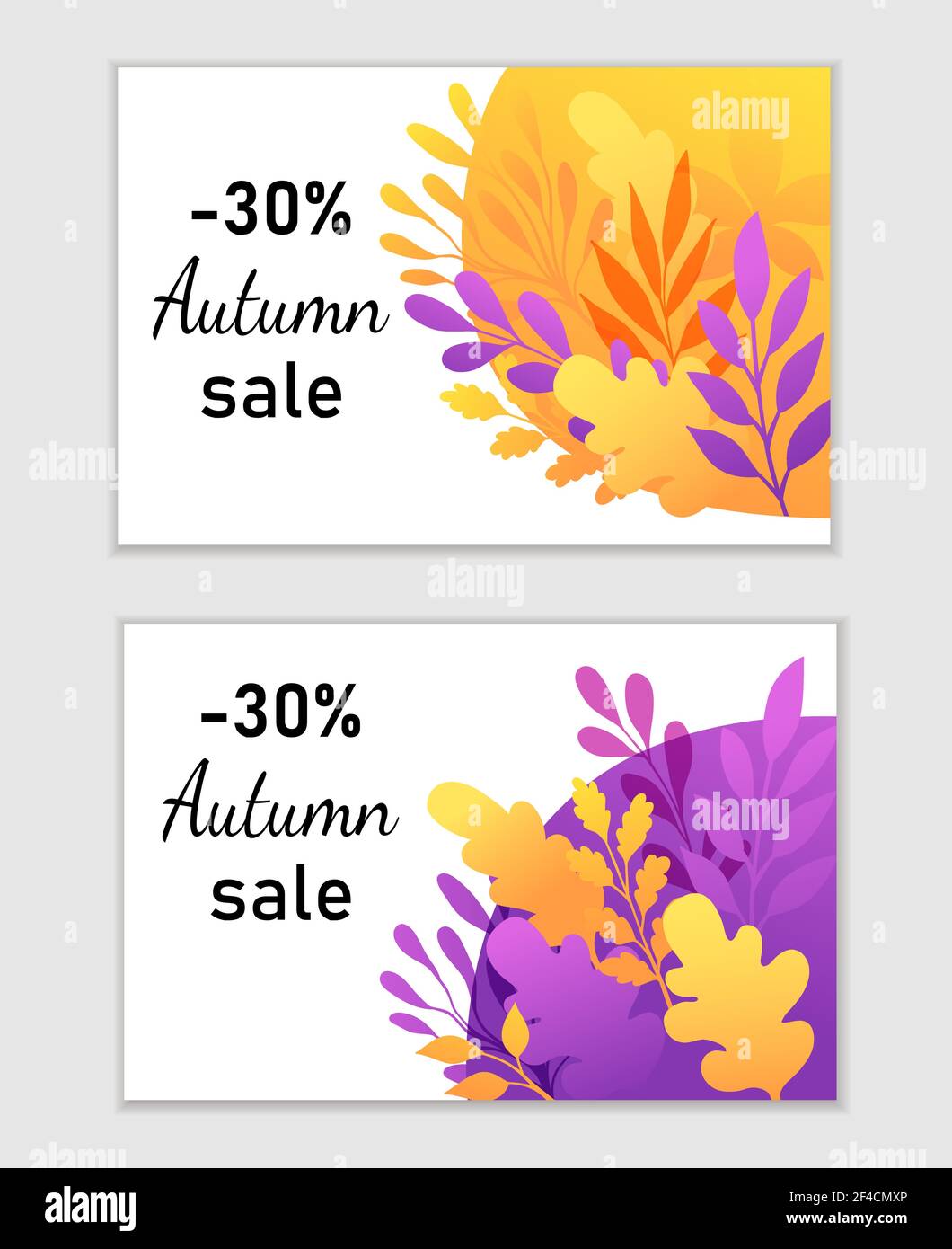 Abstract autumn backgrounds for seasonal sale. Orange and violet fall ...