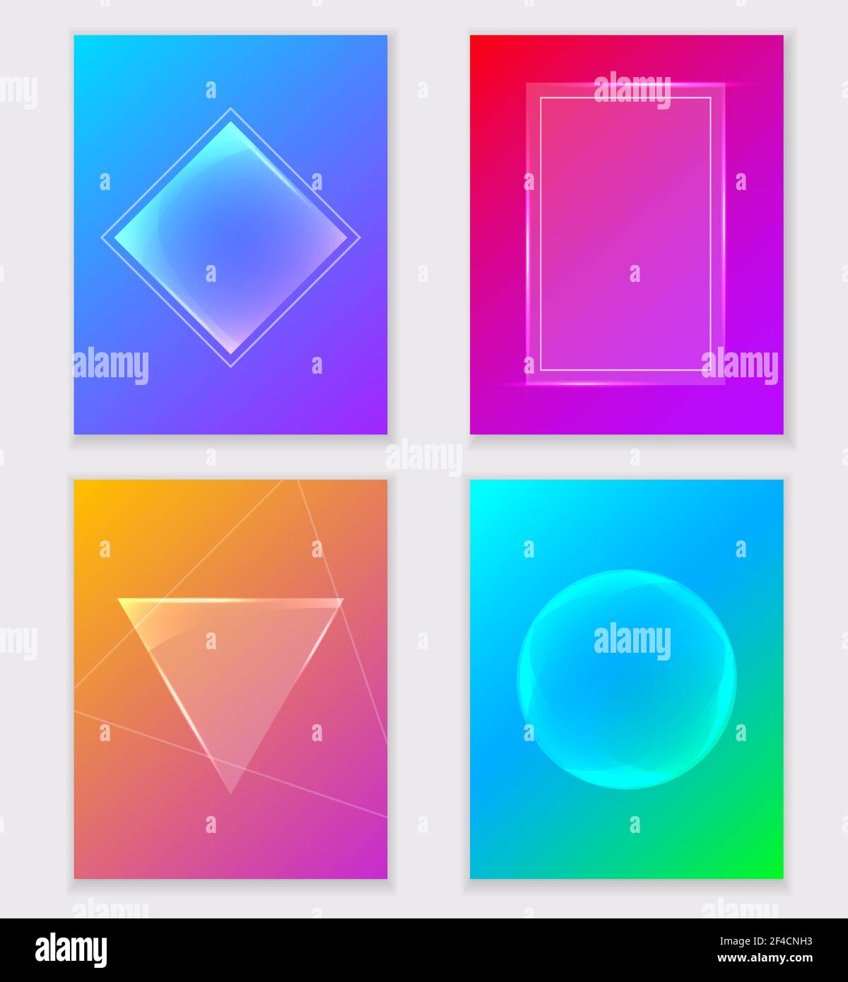 Set of abstract colorful vector gradient backgrounds with glassy shapes ...