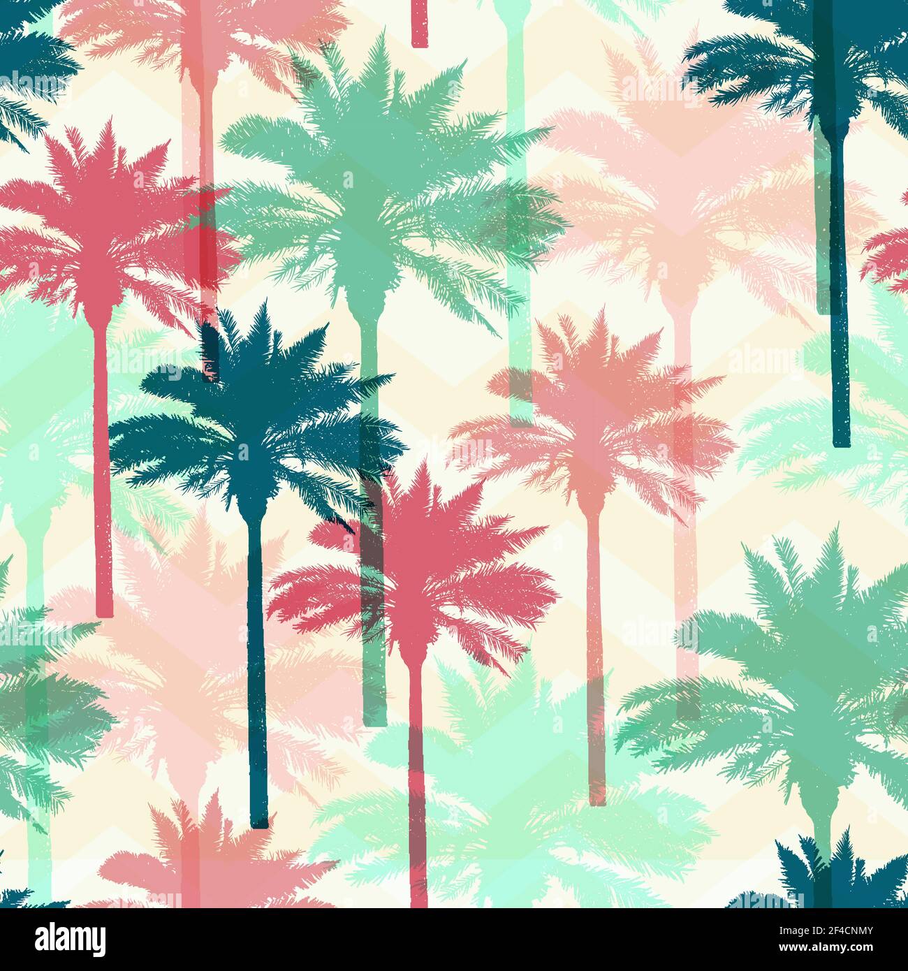 Tropical summer seamless pattern with coconut palms. Vector background ...