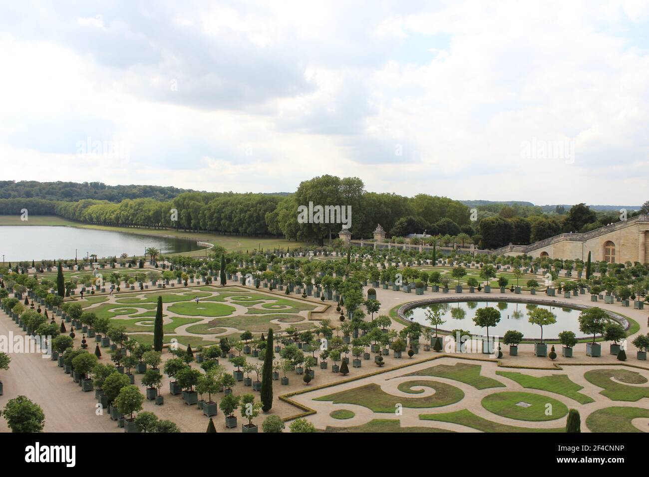 landscape of the garden of the palace of Versailles with fountain Stock ...