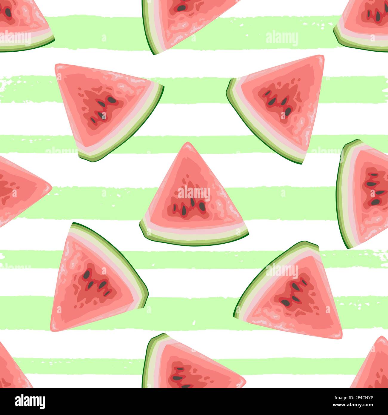 Summer tropical seamless pattern with sweet juicy watermelon on a green ...