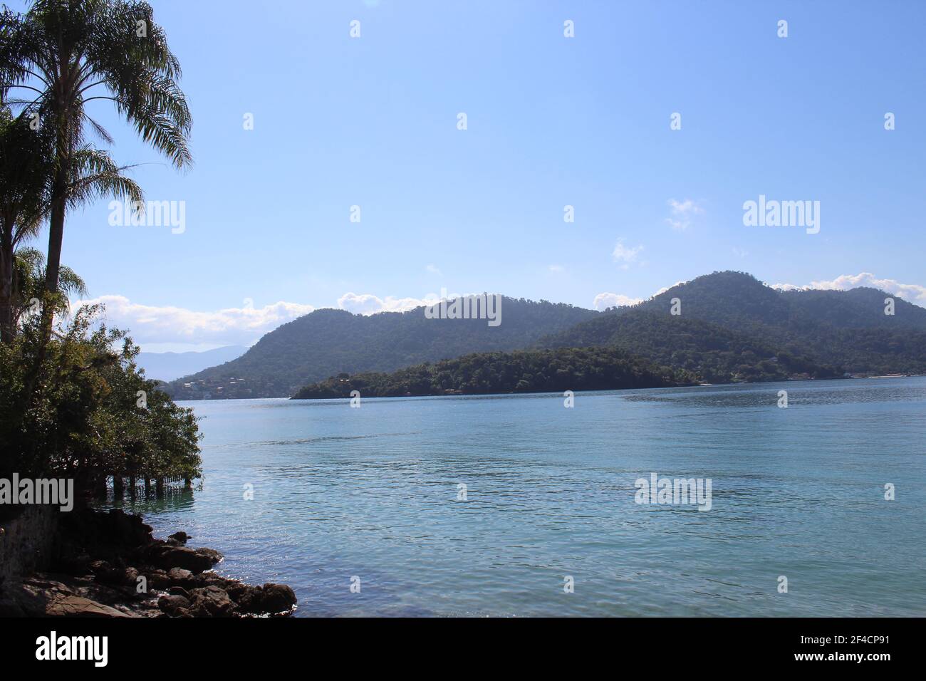 sea landscape with islands covered with trees, in brazil Stock Photo ...