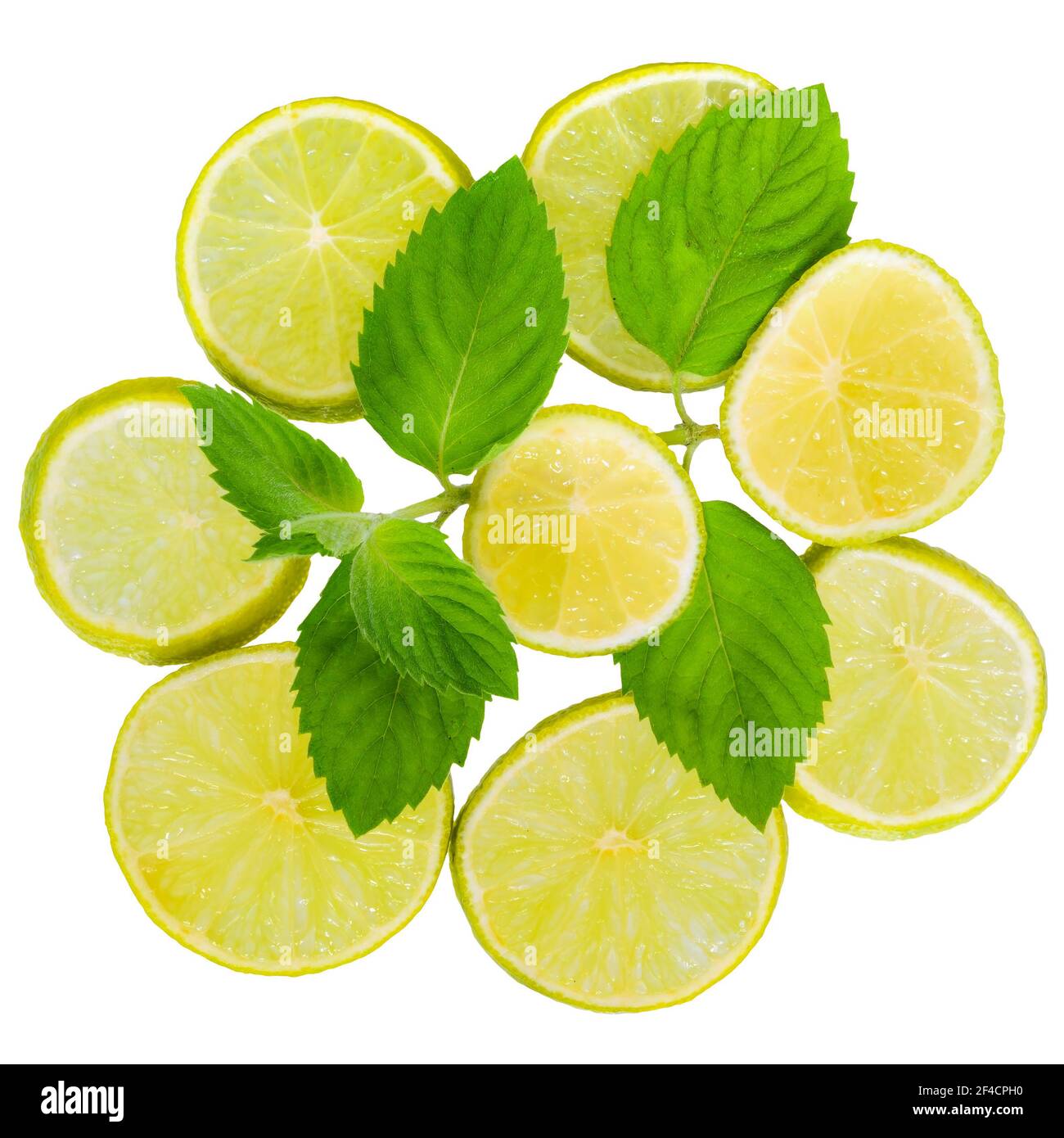 Fresh lime with leaf mint top view on a white background Stock Photo ...