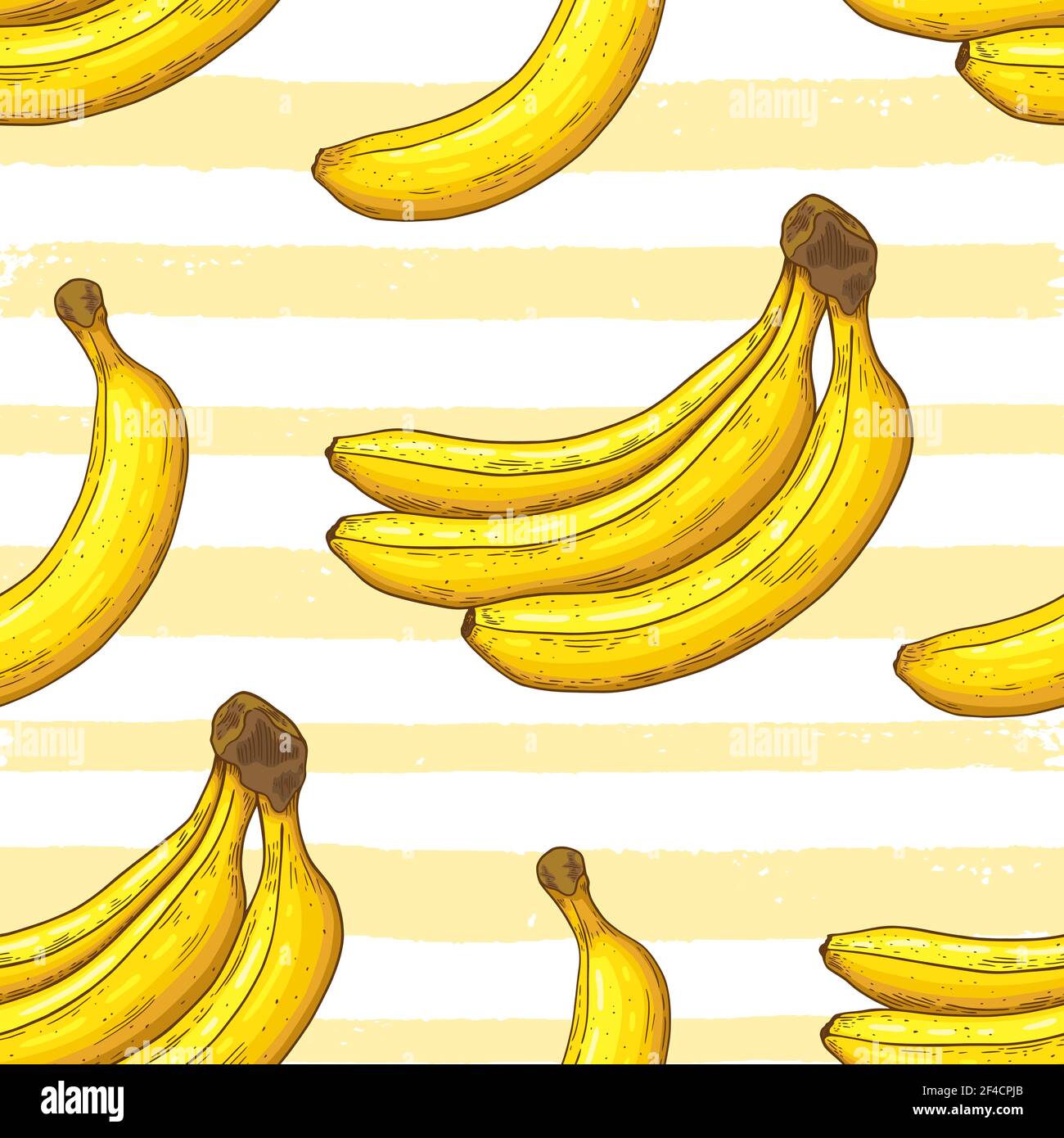 Seamless pattern with ripe yellow bananas. Summer striped tropical ...