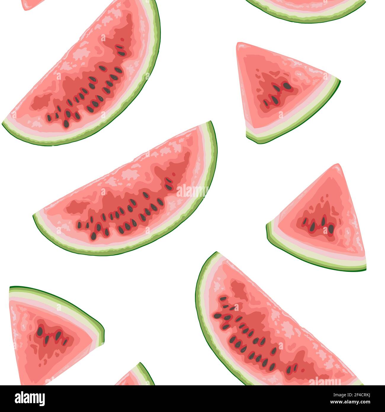Summer tropical seamless pattern with sweet juicy watermelon on a white ...