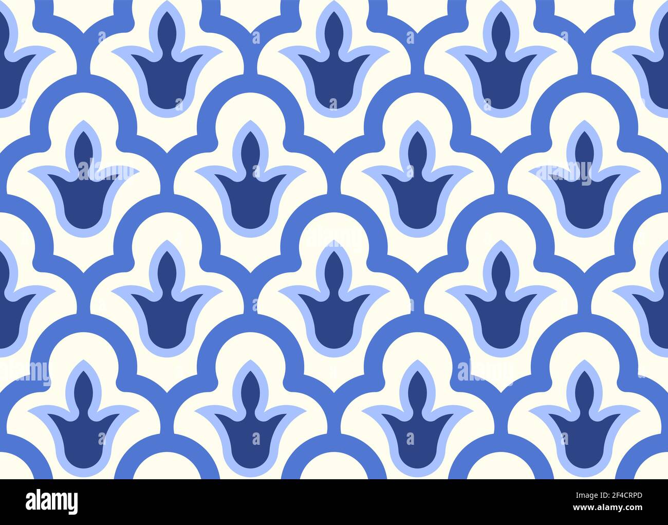 Decorative blue geometrical seamless pattern. Traditional floral ...