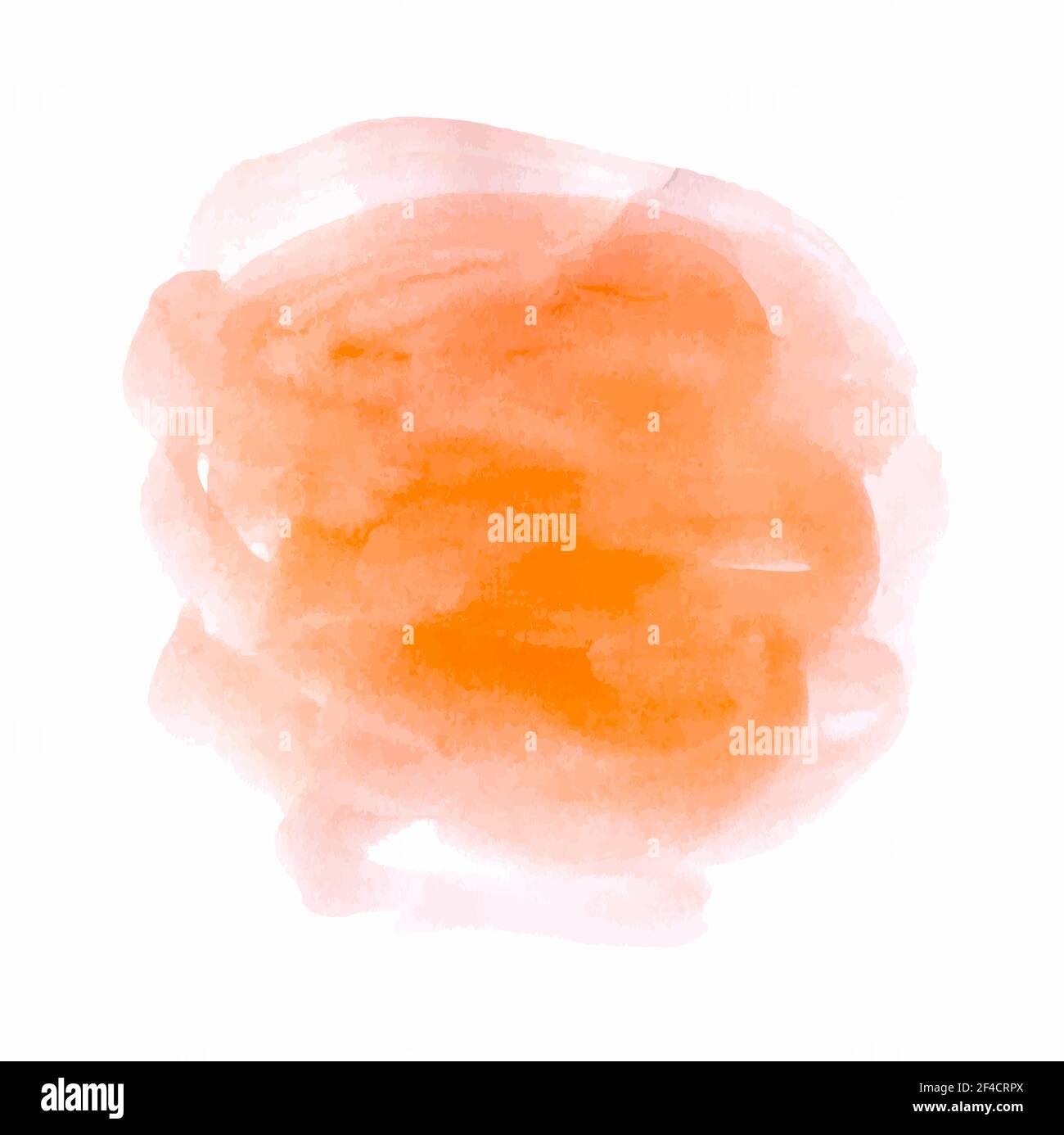 Hand drawn abstract round orange vector watercolor texture on a white ...