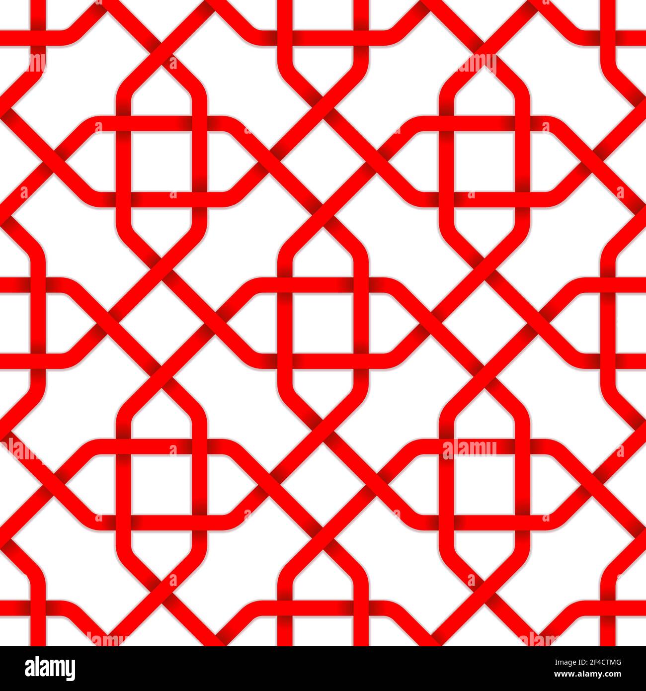 Decorative red abstract geometrical seamless pattern on a white ...