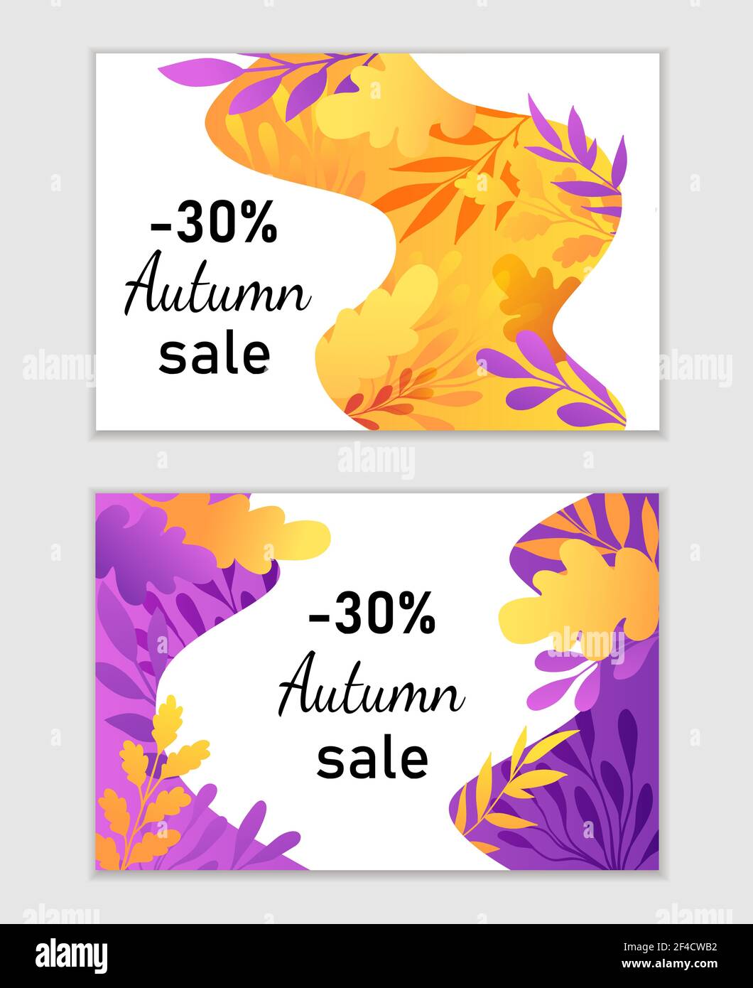 Abstract autumn backgrounds for seasonal sale. Orange and violet fall ...