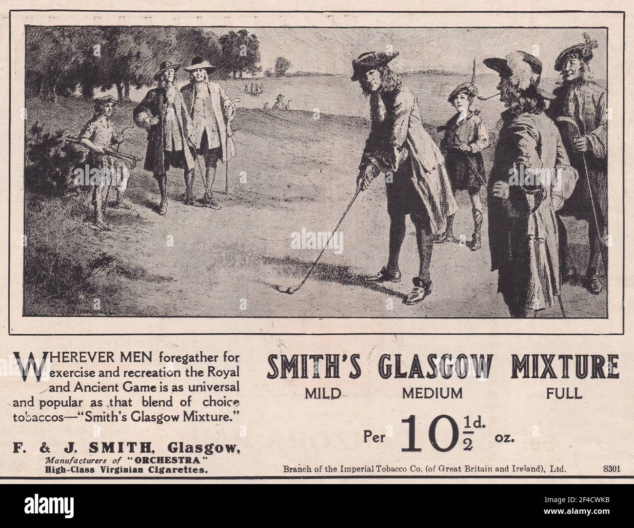 Vintage advert for Smith's Glasgow Mixture Cigarettes - Imperial ...
