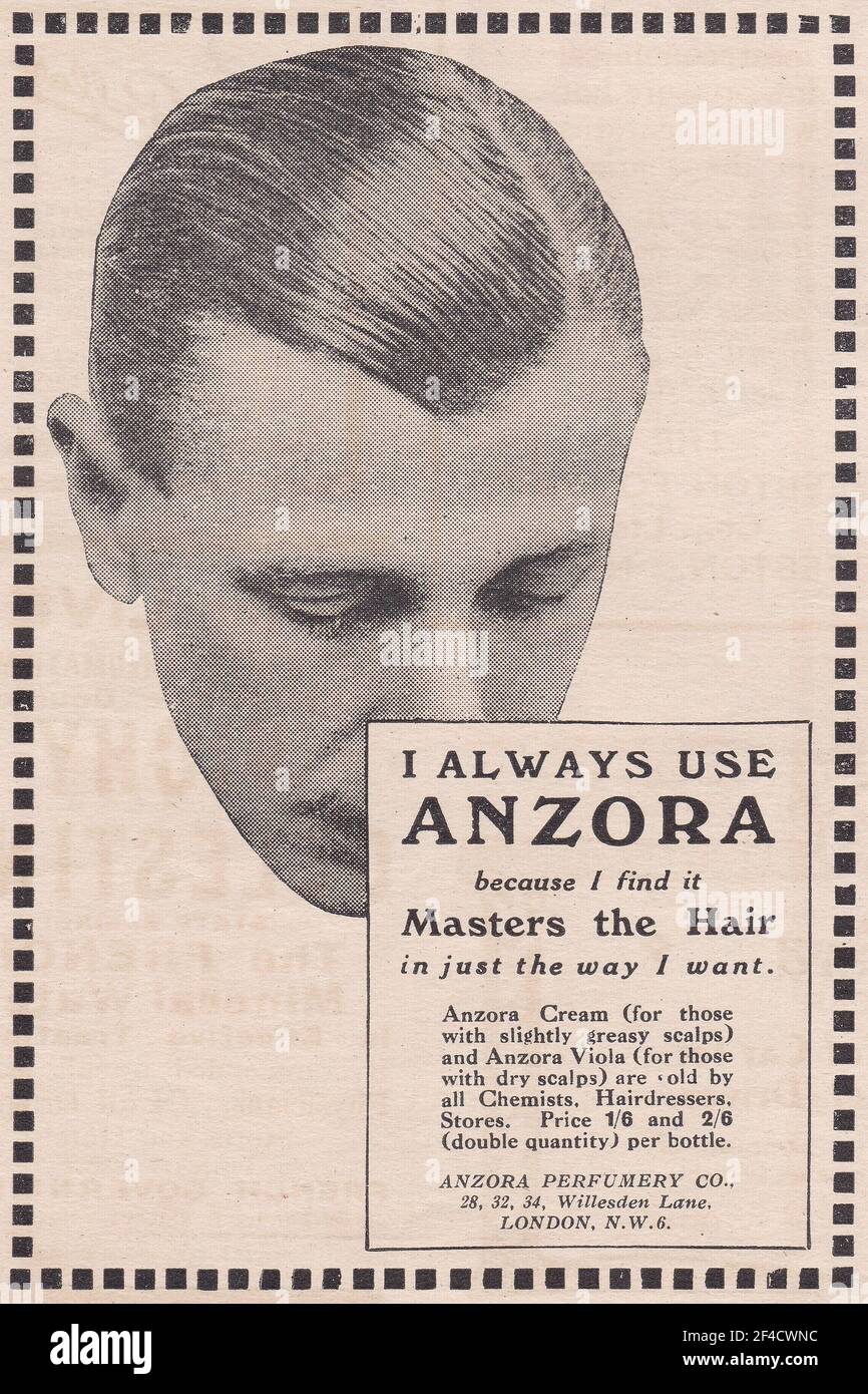 Vintage advert for Anzora Cream by Anzora Perfumery Co Stock Photo - Alamy