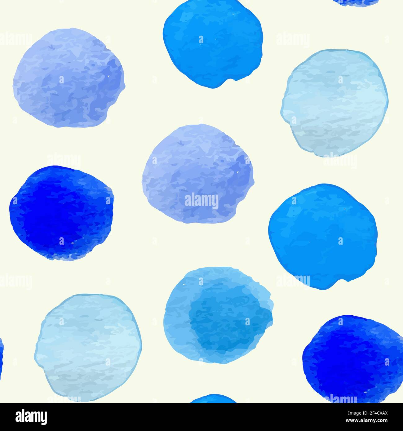 Decorative blue abstract watercolor seamless pattern with round blobs ...