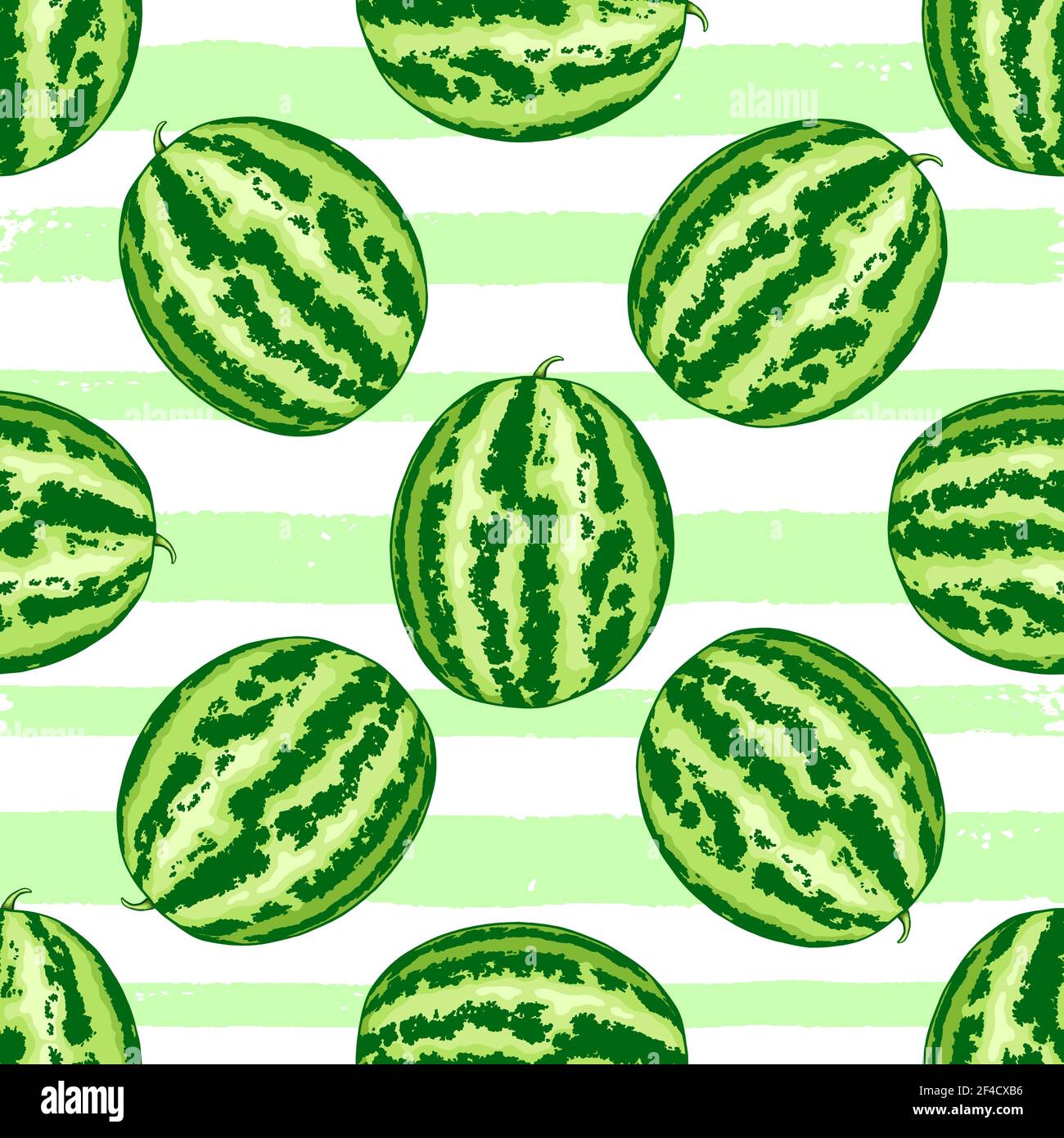 Summer tropical seamless pattern with watermelon on a green striped ...