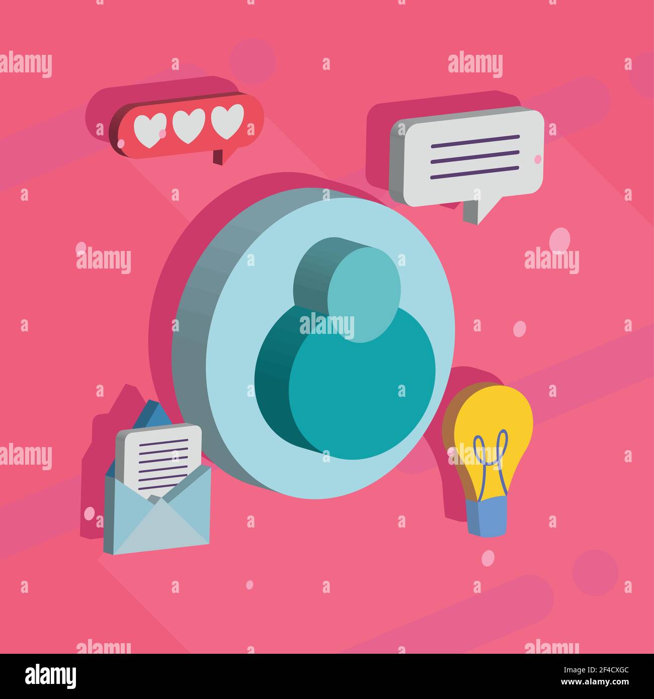 Isometric profile with media icons Stock Vector Image & Art - Alamy