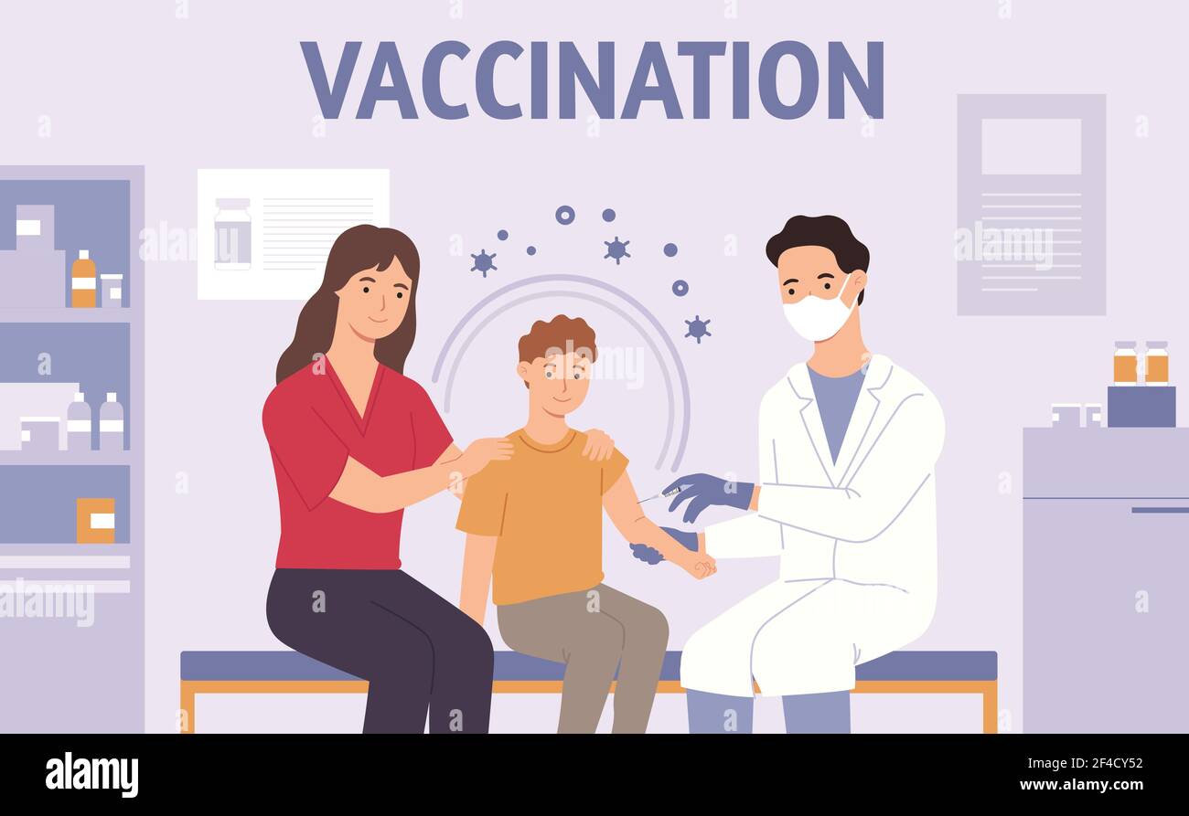 Children vaccination. Pediatrician doctor make injection for ...