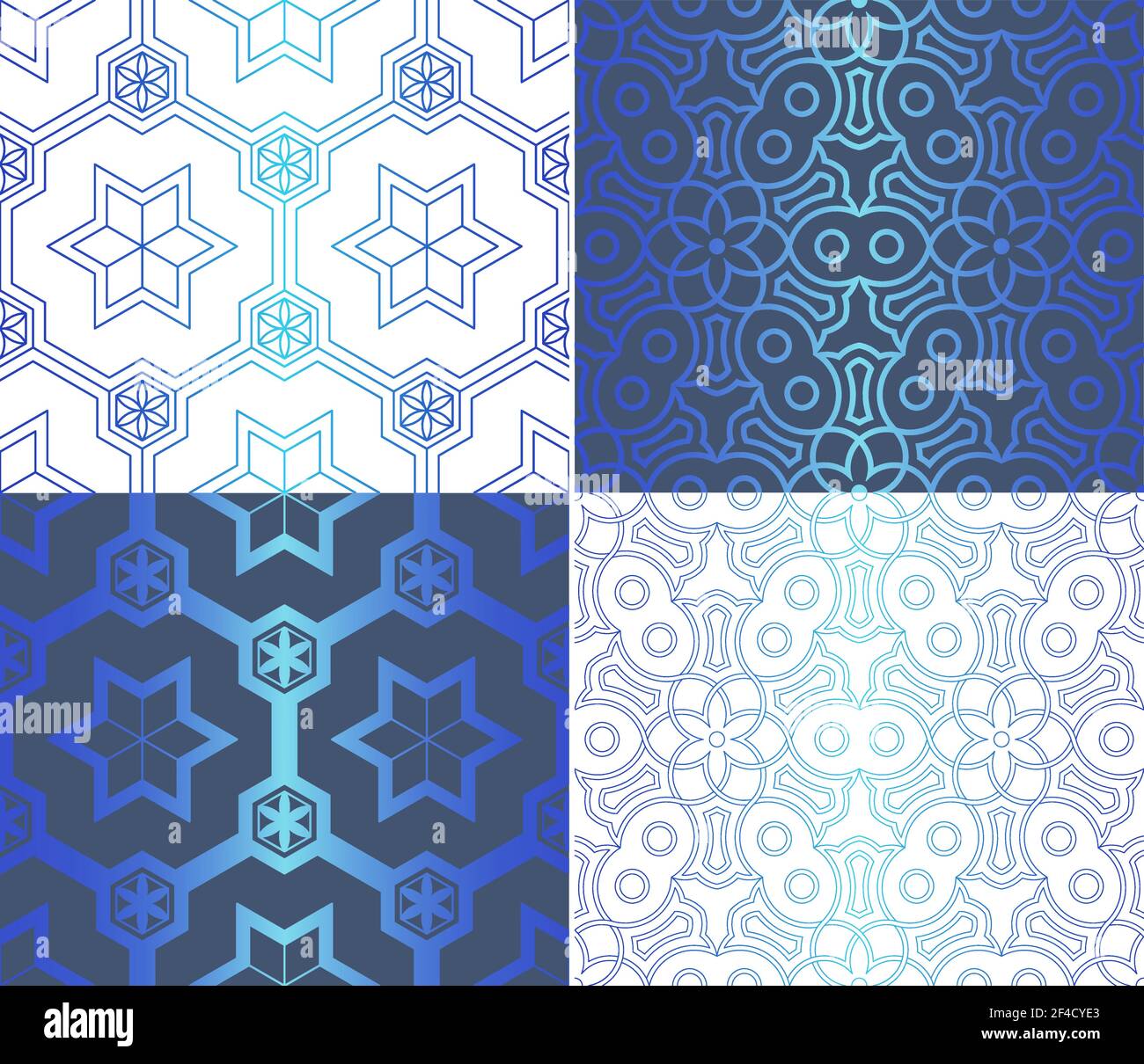 Set of traditional oriental geometrical seamless patterns. Decorative ...
