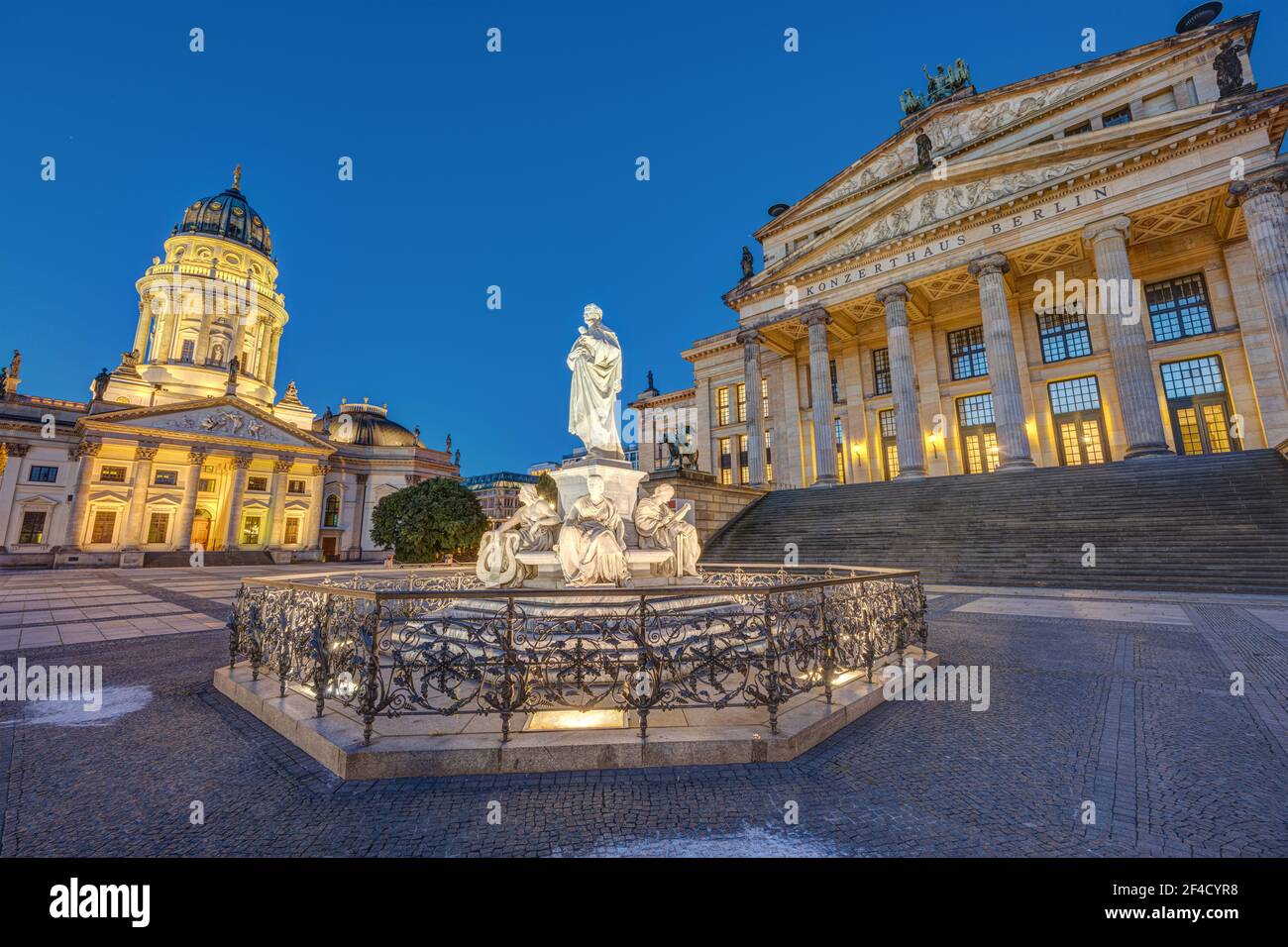 The Gendarmenmarkt square in Berlin with the monument to Schiller at ...