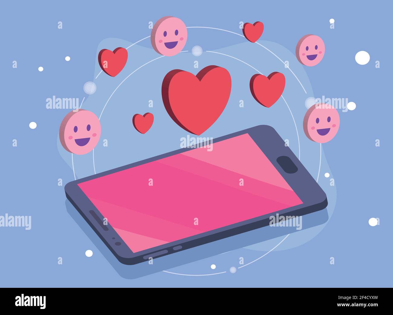 Isometric smartphone hearts and emojis Stock Vector Image & Art - Alamy