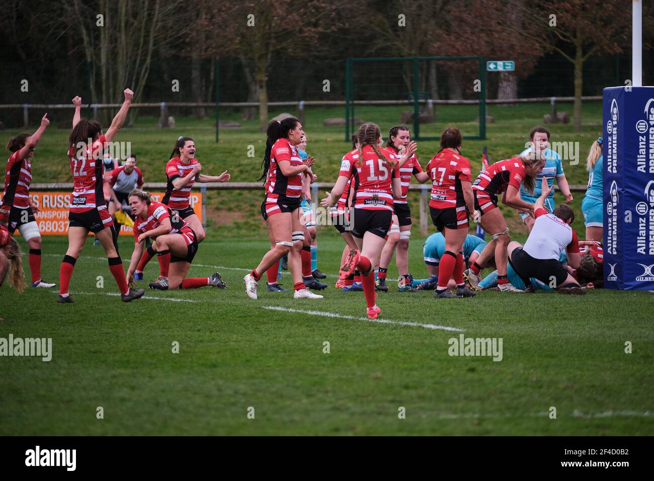 Gloucester, UK. 20th Mar, 2021. Gloucester-Hartpury score a late try to ...