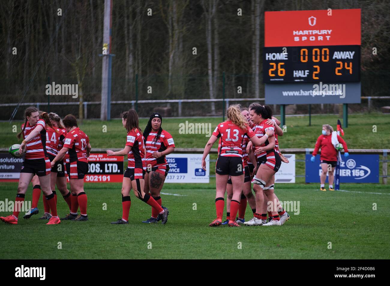 Gloucester, UK. 20th Mar, 2021. Gloucester-Hartpury celebrate a late ...