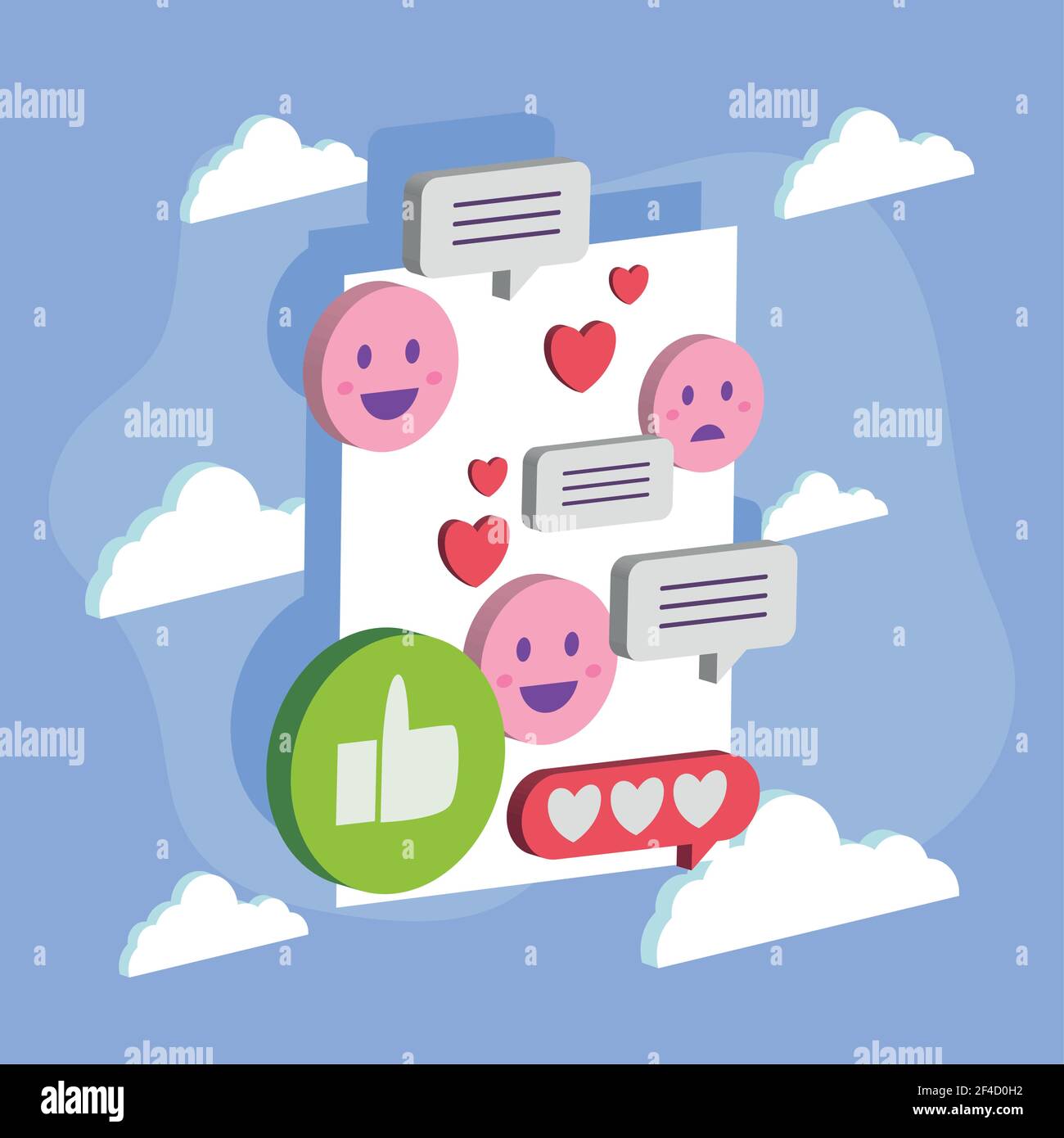 Isometric media emojis and bubbles Stock Vector Image & Art - Alamy