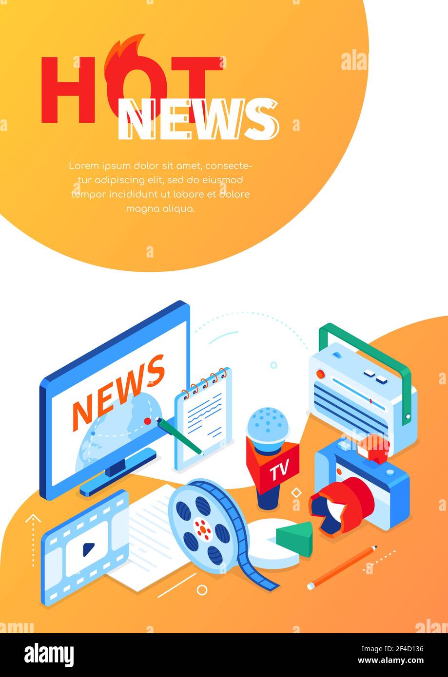 Hot news - modern colorful isometric web banner with copy space for ...