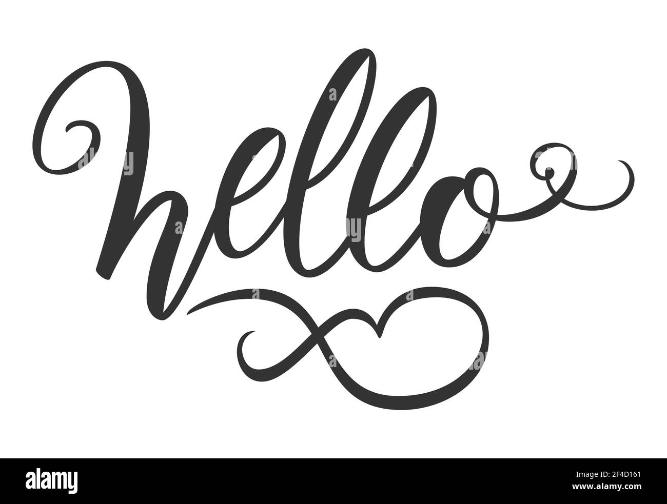 Word Hello brush pen hand drawn text calligraphy lettering. Vector ...