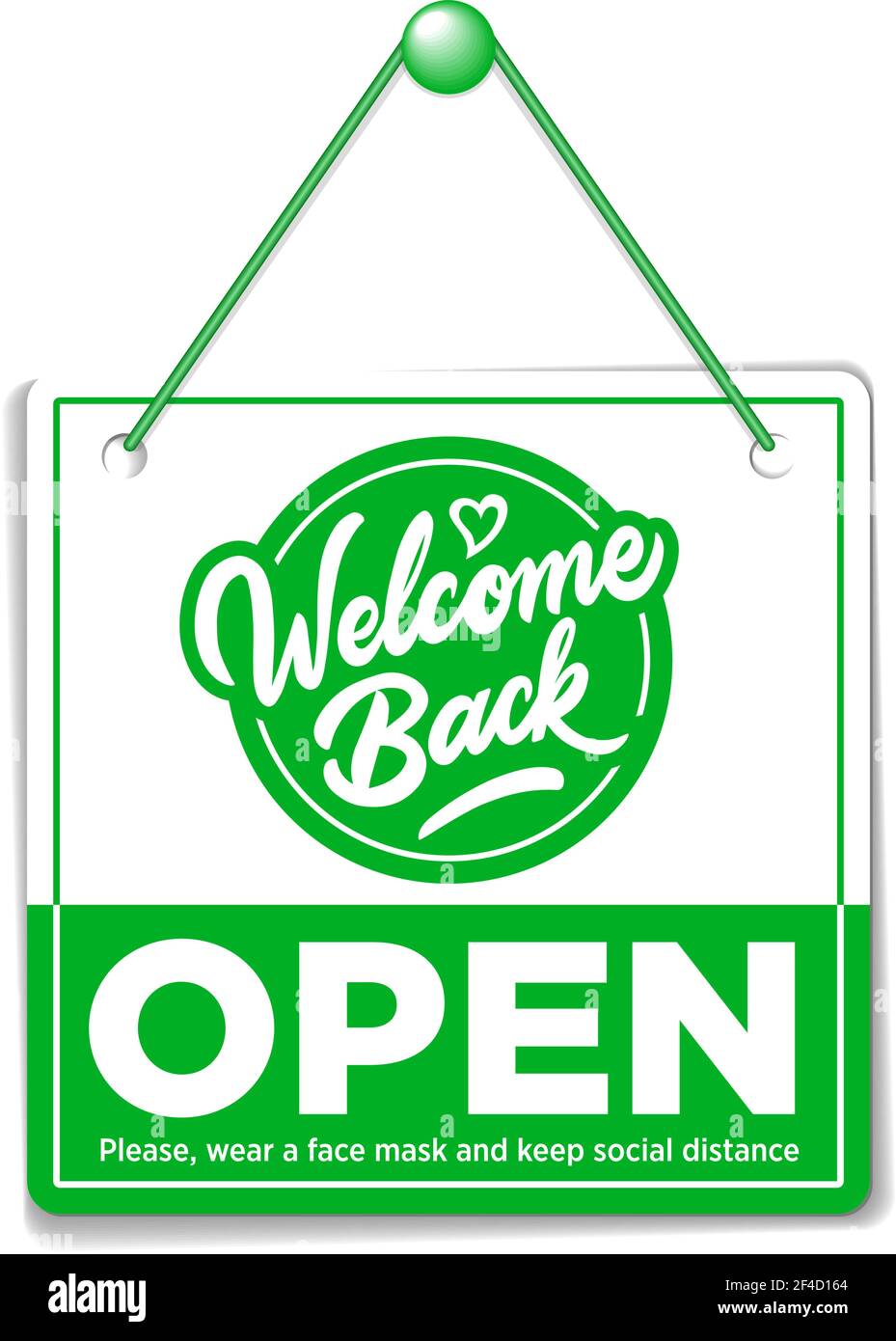 Green square door sign Open Come in, with shadow isolated on ...