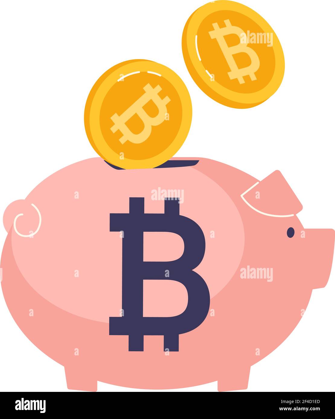 Filling the piggy bank with bitcoin coins. Cryptocurrency accumulation ...