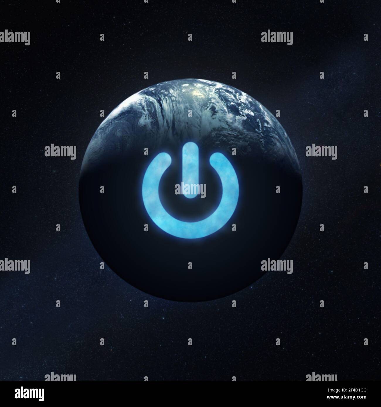 Power button on Earth planet in outer space. Elements of this image ...