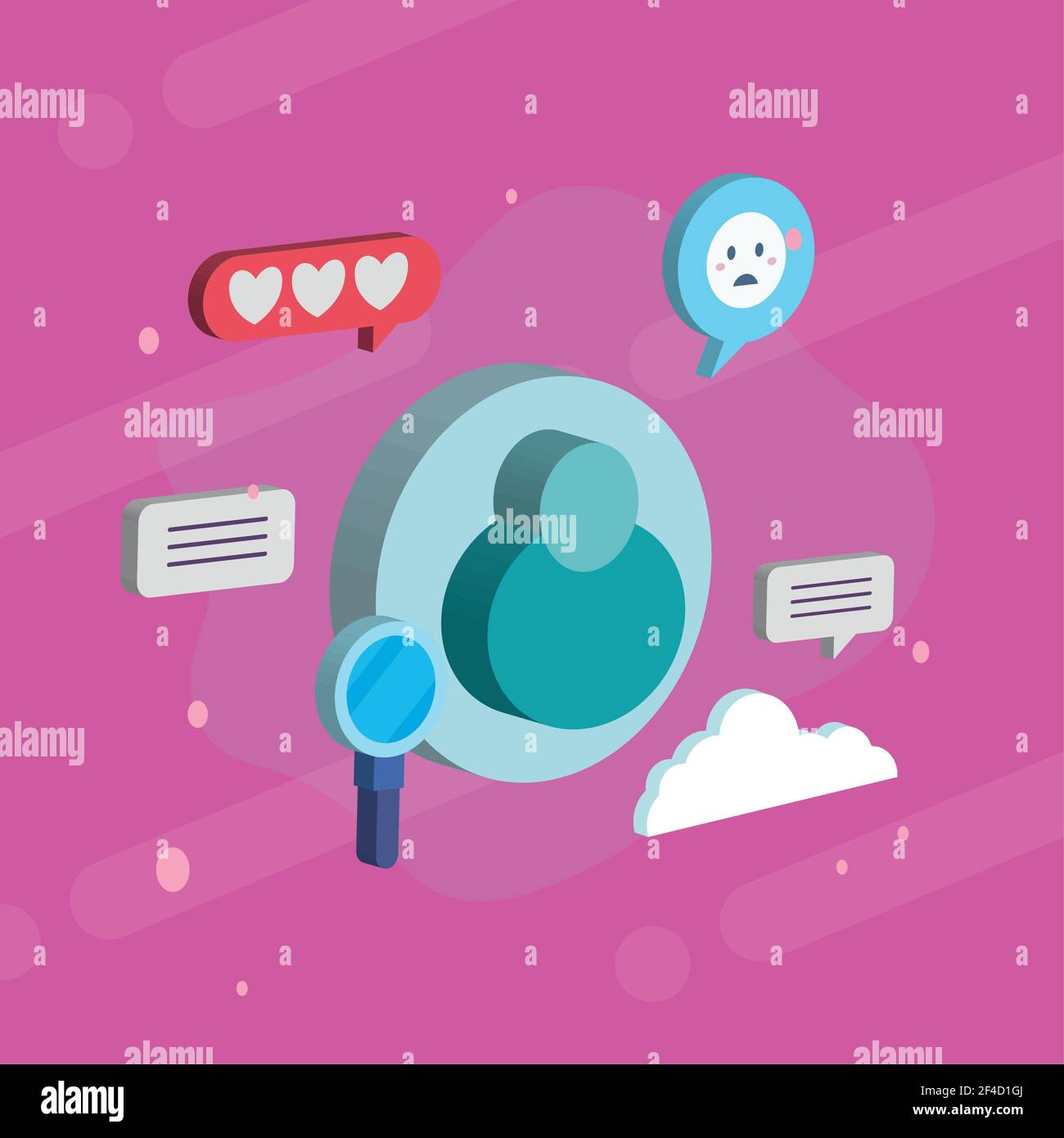 Isometric profile with media symbols Stock Vector Image & Art - Alamy