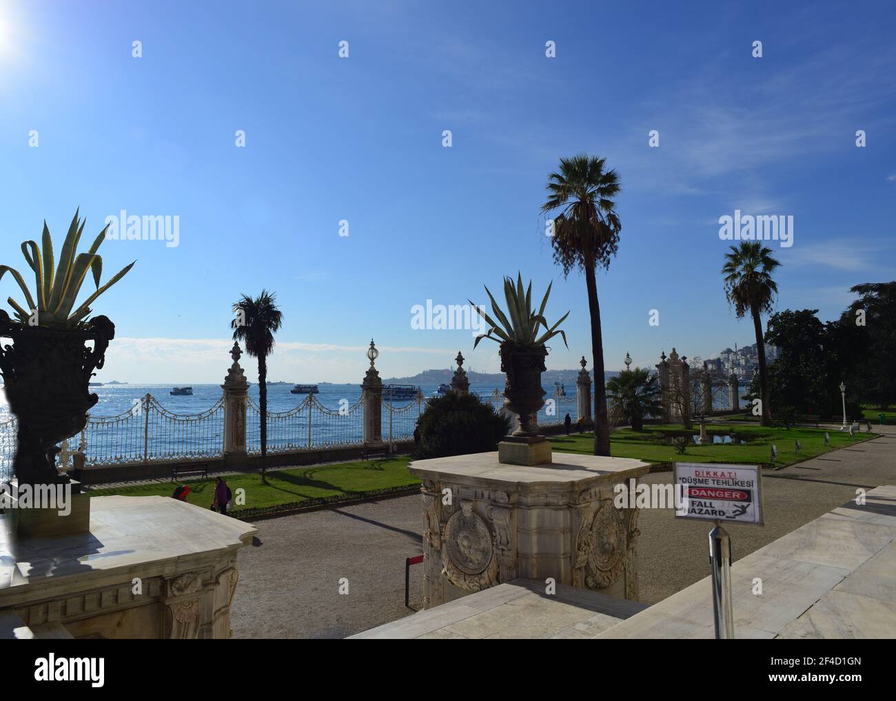 A view to the Bosporus strait from the Osman Emperor Palace Dolmabahce ...