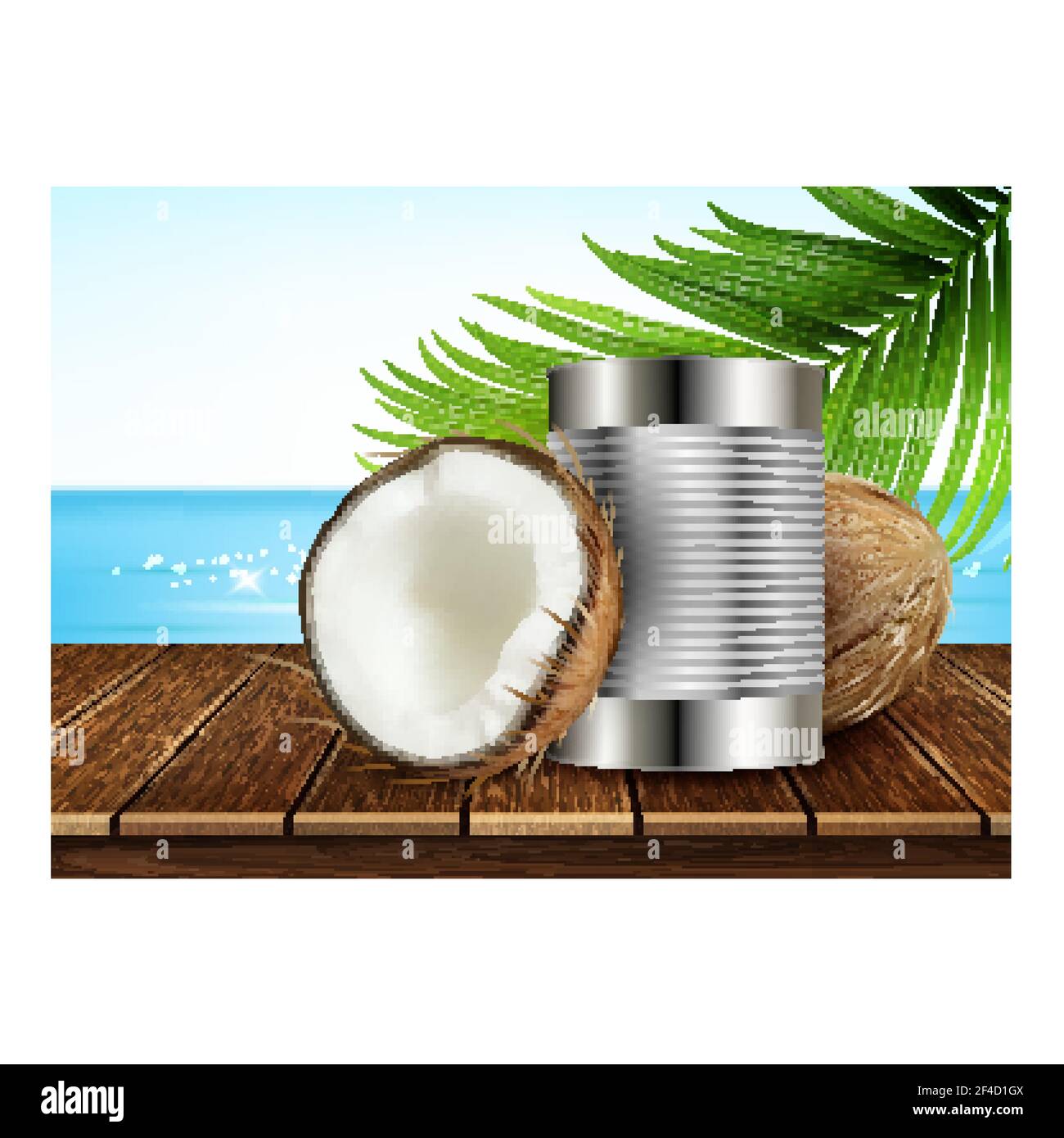 Coconut Milk Creative Promotional Banner Vector Illustration Stock ...