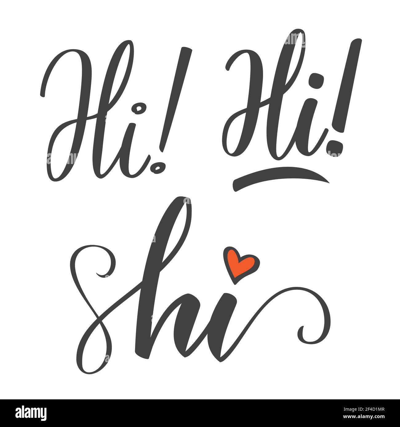 Word Hi calligraphy lettering handwriting brush pen vector set. Vector ...