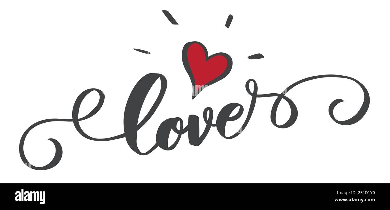 Love Handwritten Lettering Brush Pen Calligraphy. Vector illustration ...