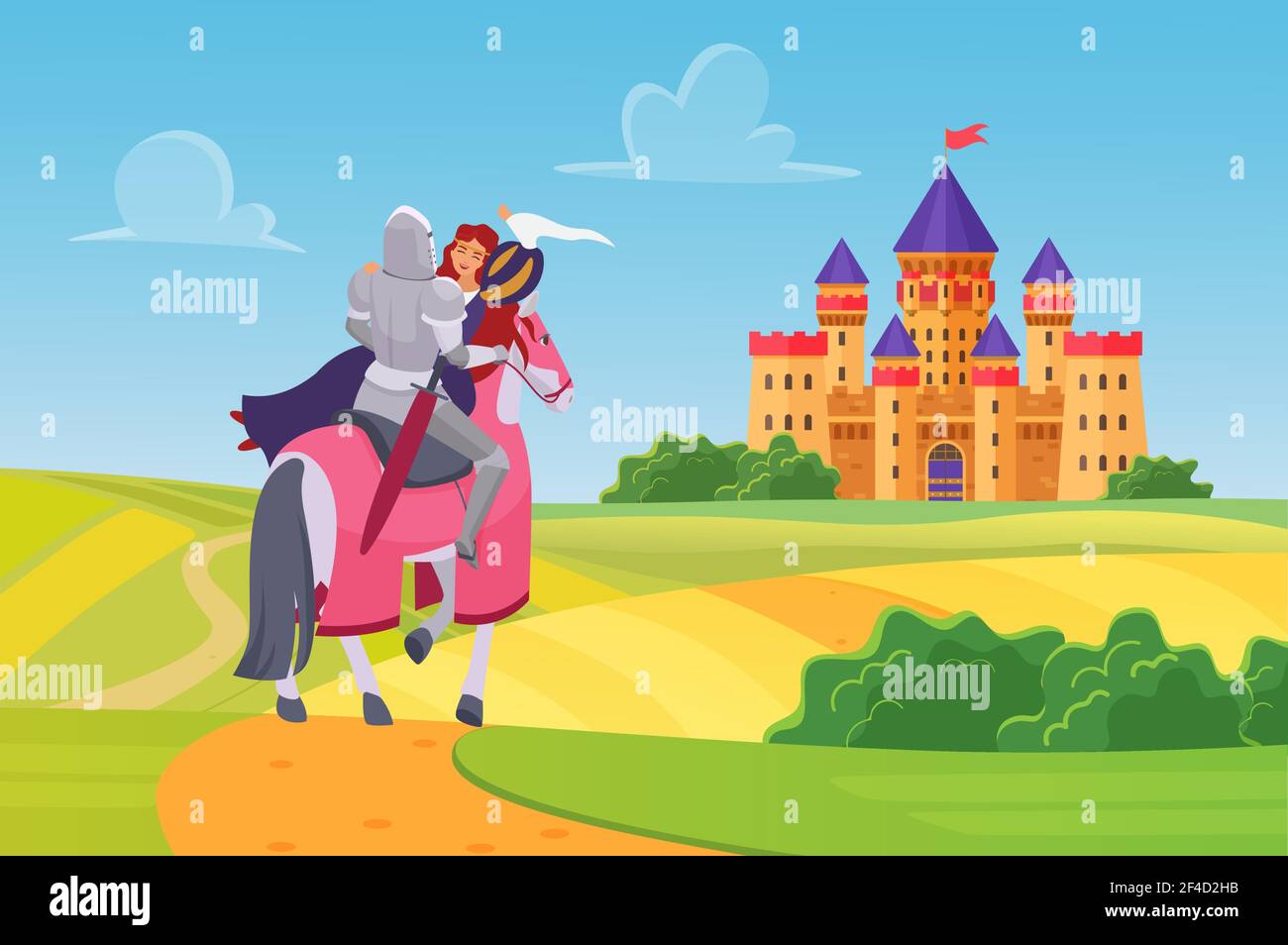 Knight riding horse sword cartoon hi-res stock photography and images ...