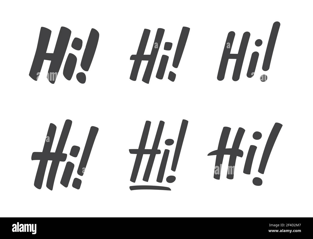 Word Hi calligraphy lettering handwriting brush pen vector set. Vector ...