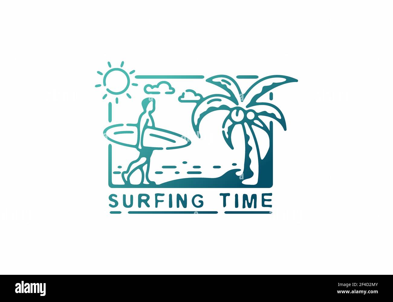 Blue color of surfing line art drawing illustration design Stock Vector ...