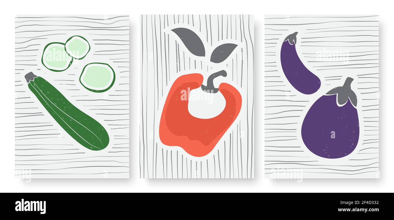 Abstract simple minimal vegetables set, template background for social ...