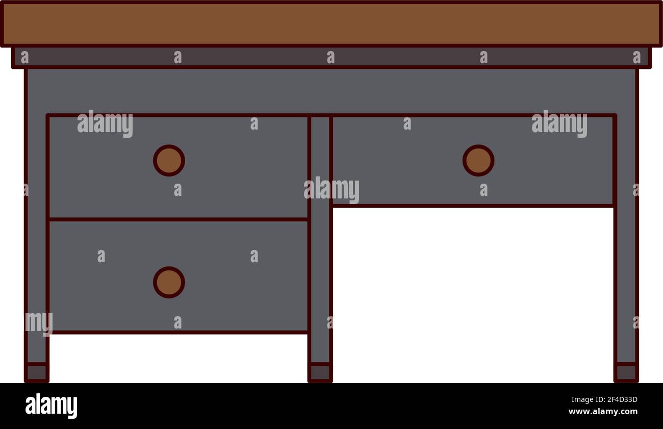 gray desk with three drawers Stock Vector Image & Art - Alamy