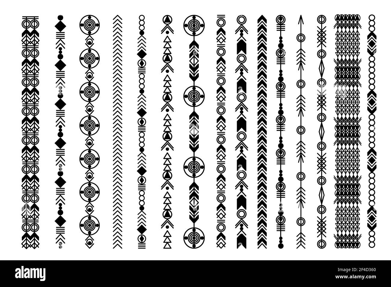 Ethnic hand drawn vector line border set. Boho fashion style pattern ...