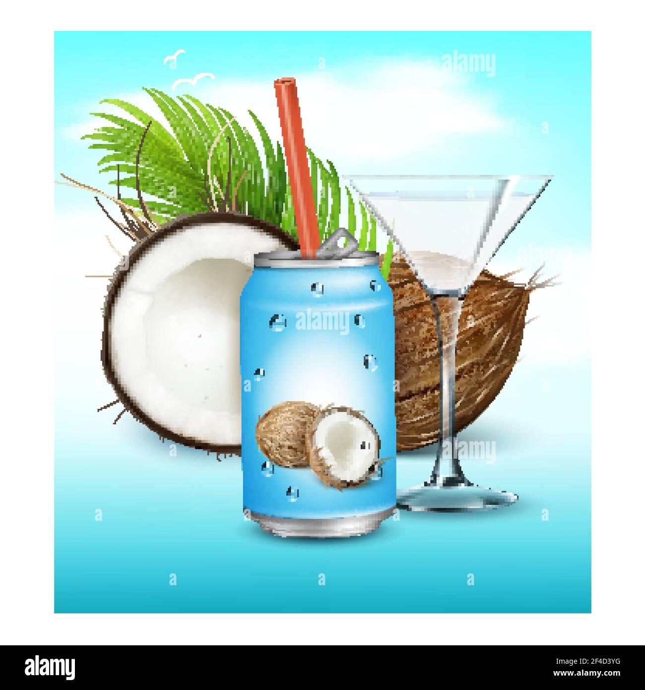 Coconut Water Creative Promotional Banner Vector Illustration Stock ...