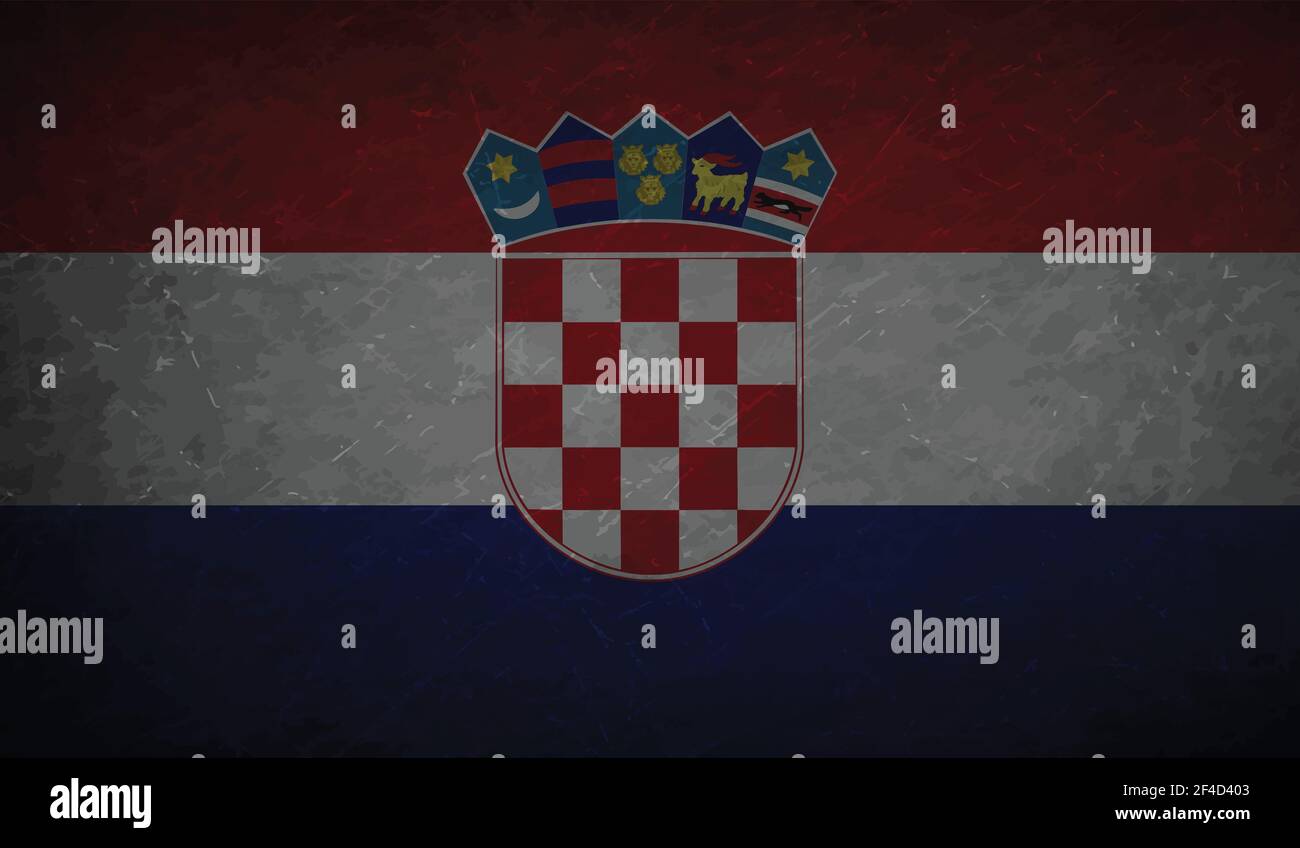Croatia flag with waving grunge texture. Vector background Stock Vector ...