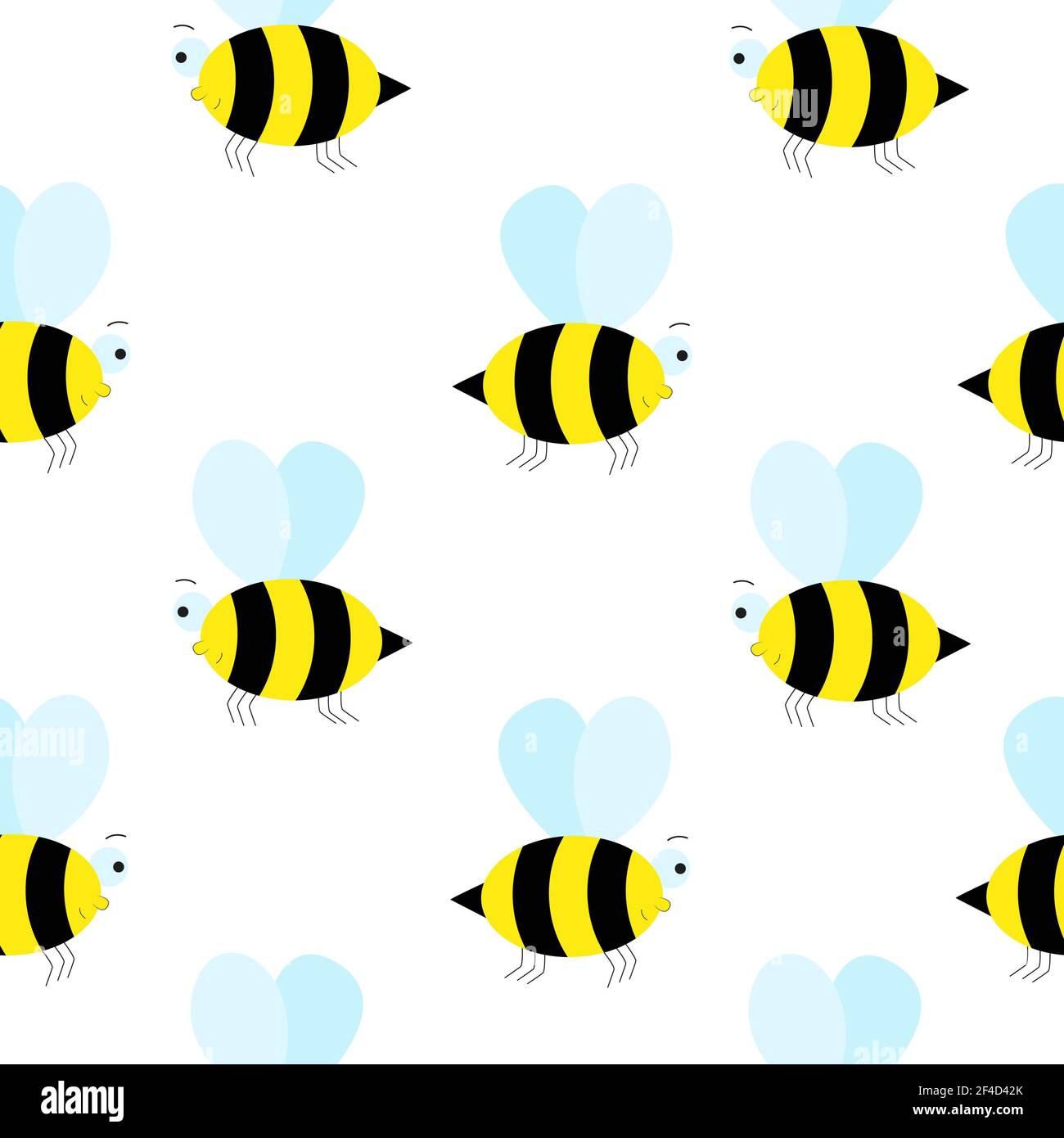Seamless background with cute bees. Bumblebee, repeating continuous ...