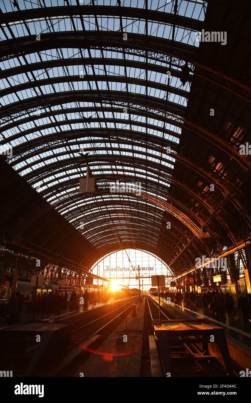 Train Station at sunset Stock Photo - Alamy