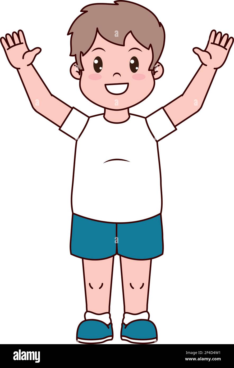 happy boy with arms up Stock Vector Image & Art - Alamy