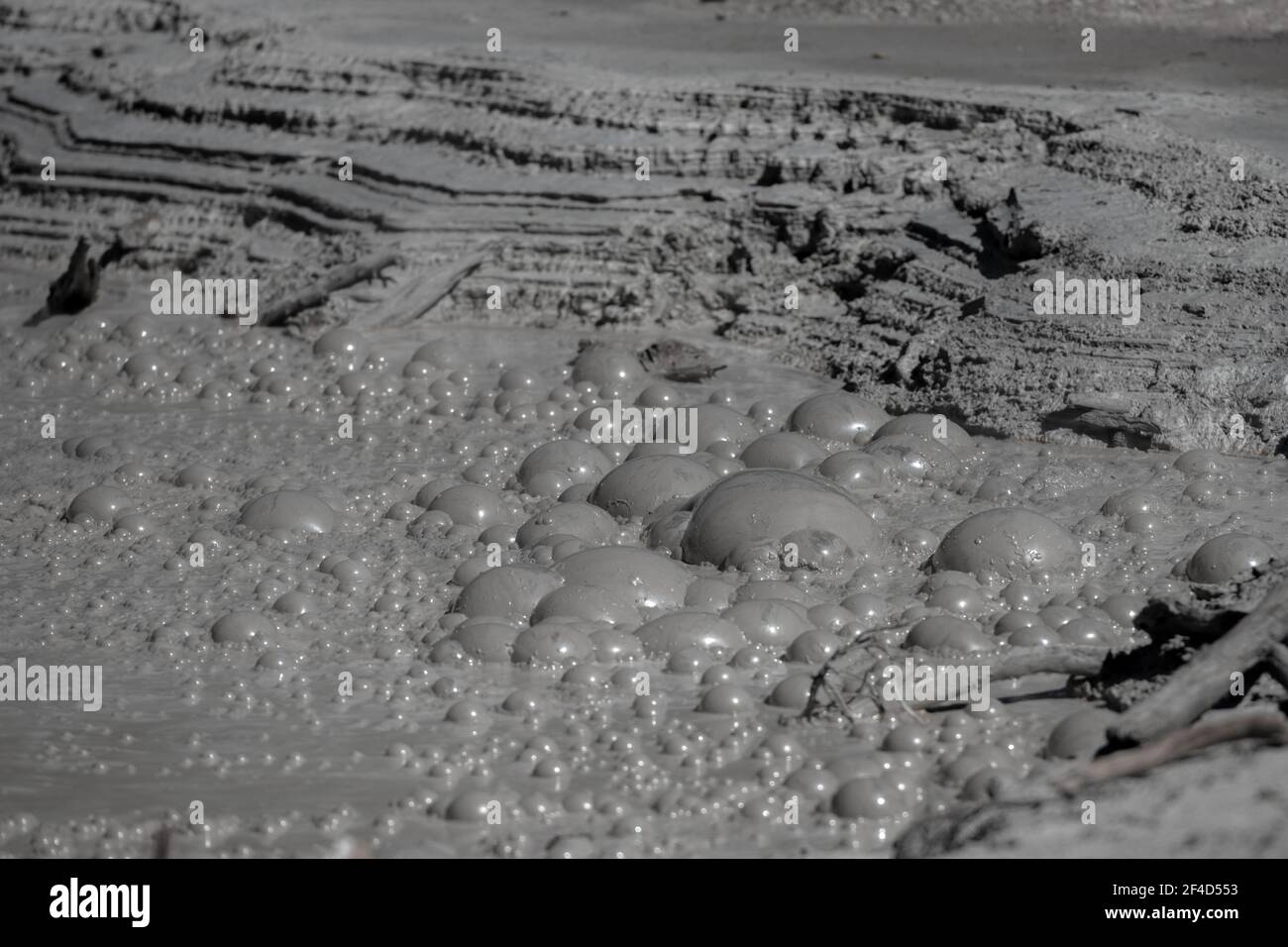 Bubbles on Muddy Surface of Hot Spring of Yellowstone Stock Photo - Alamy