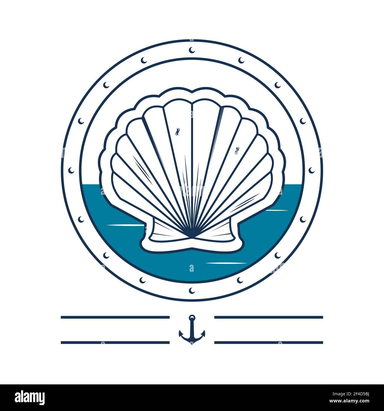 nautical badge with seashell icon Stock Vector Image & Art - Alamy