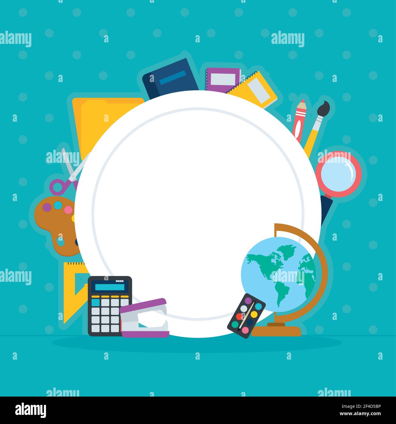 round frame with school supplies Stock Vector Image & Art - Alamy